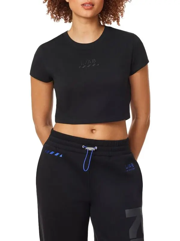 L/AB C/O OFF-WHITE L/ab Off-white Cropped Logo T-shirt - Black Night