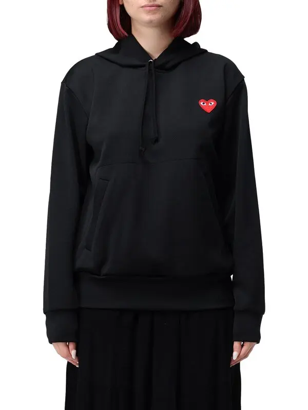 Comme Des Garçons Relaxed Fit Pullover Jersey Hoodie - Black