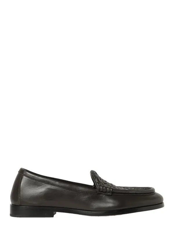 Bottega Veneta Silenzio Intrecciato Leather Loafers - Brown