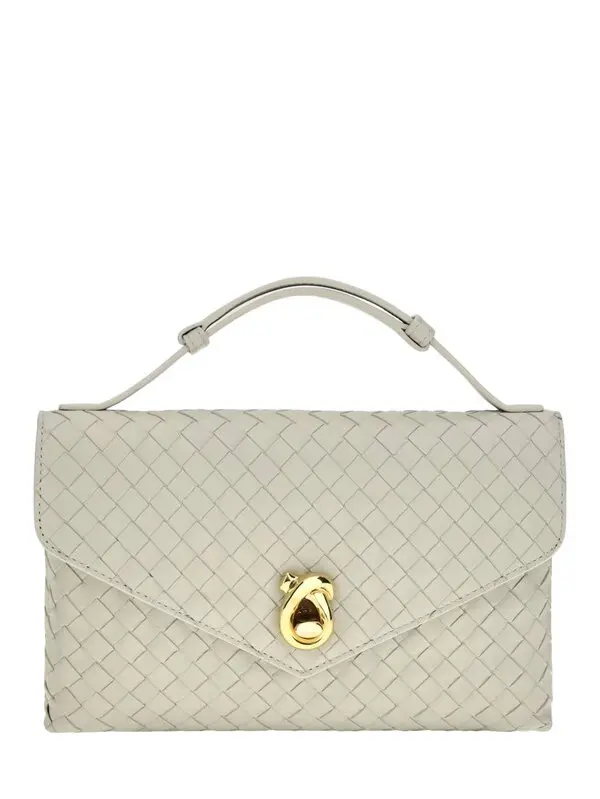 Bottega Veneta Small Knot Lock Intrecciato Leather Bag - Grey