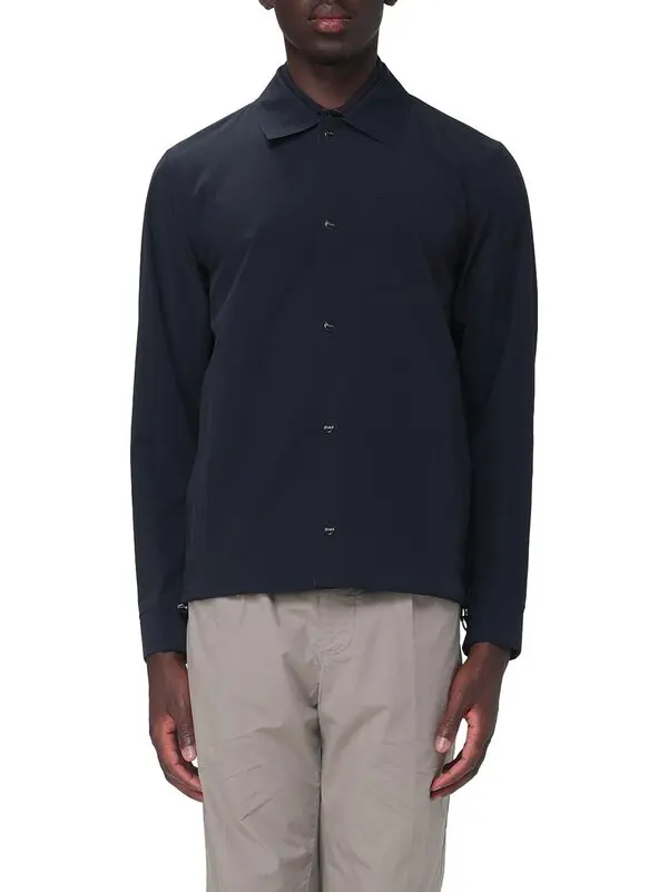 Herno Technical Fabric Shirt Jacket With Classic Collar And Contrast Logo - Black