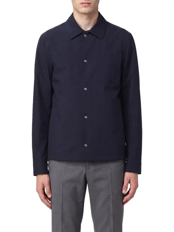 Herno Technical Fabric Shirt Jacket With Classic Collar And Contrast Logo - Blue