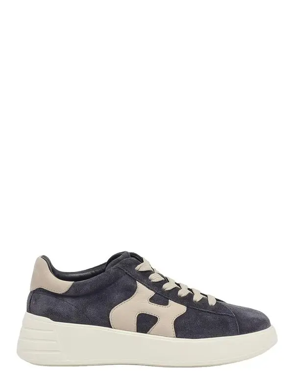 Hogan Rebel Leather And Suede Sneakers With Chunky Sole - Blue