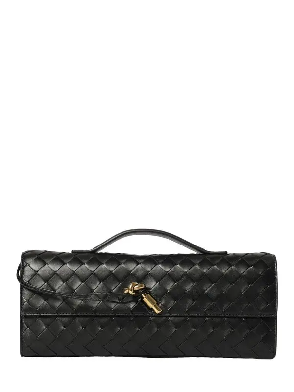 Bottega Veneta Medium Andiamo Intrecciato Lambskin Top Handle Bag - Black