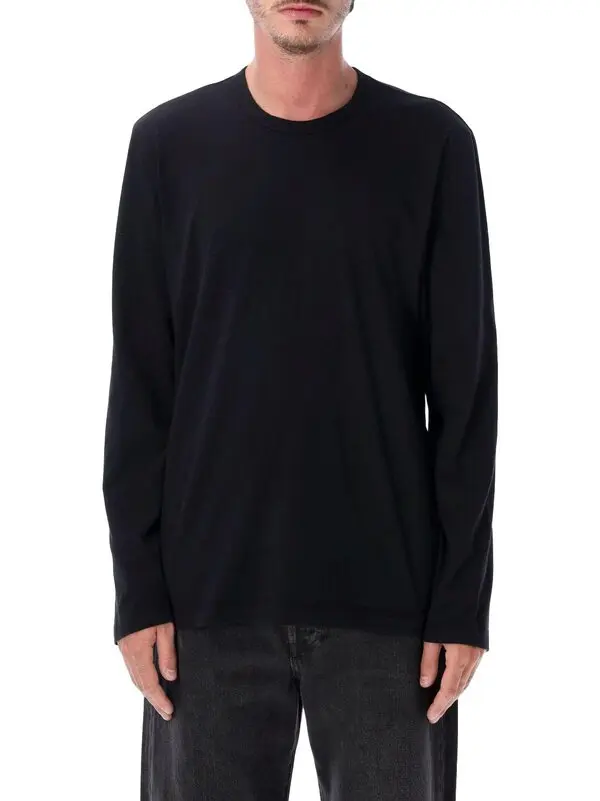 JAMES PERSE Long-sleeved Cotton T-shirt With Crew Neck - Black