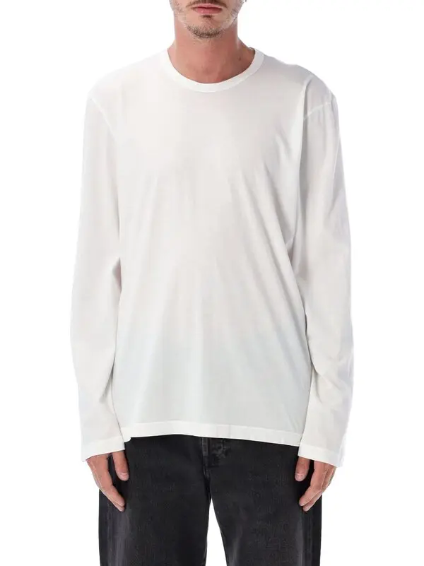 JAMES PERSE Long-sleeved Cotton T-shirt With Crew Neck - White