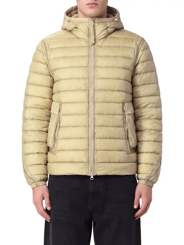 C.P. COMPANY Short Nylon Puffer Jacket With Goggle Hood - Beige