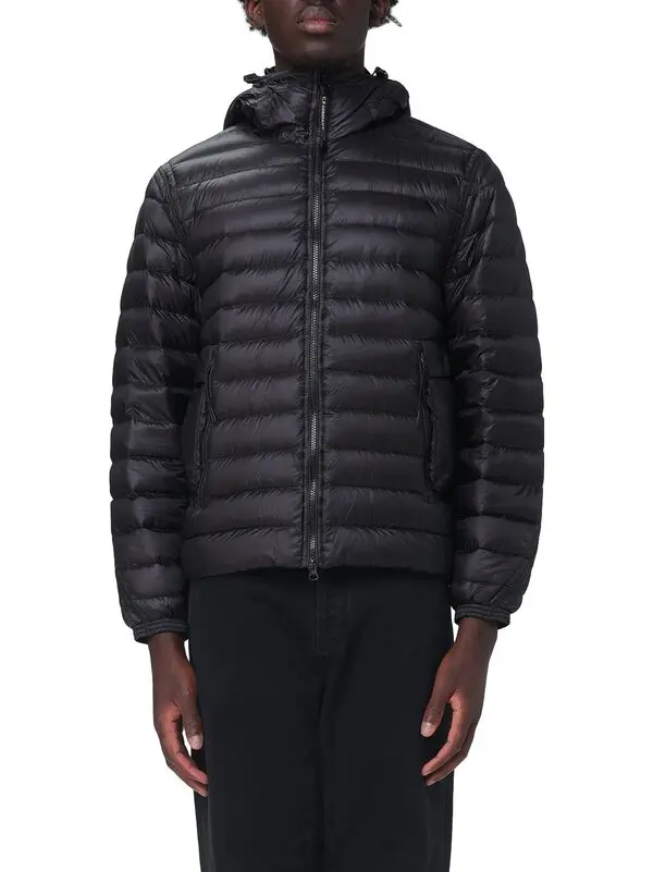C.P. COMPANY Short Nylon Puffer Jacket With Goggle Hood - Black