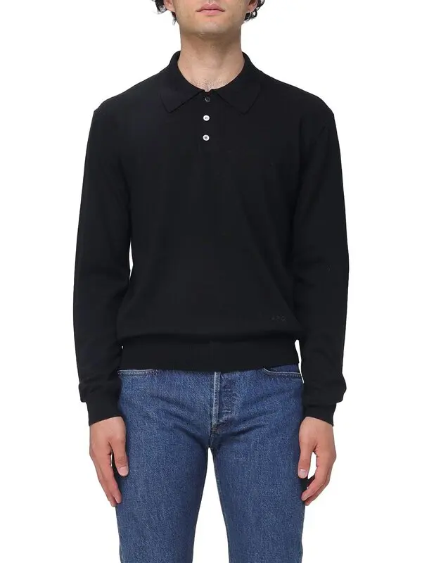 A.p.c. Long Sleeve Polo Shirt - Black
