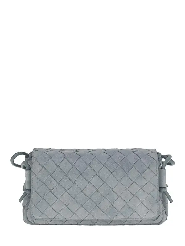 Bottega Veneta Notturno Intrecciato Suede Calfskin Shoulder Bag - Gold