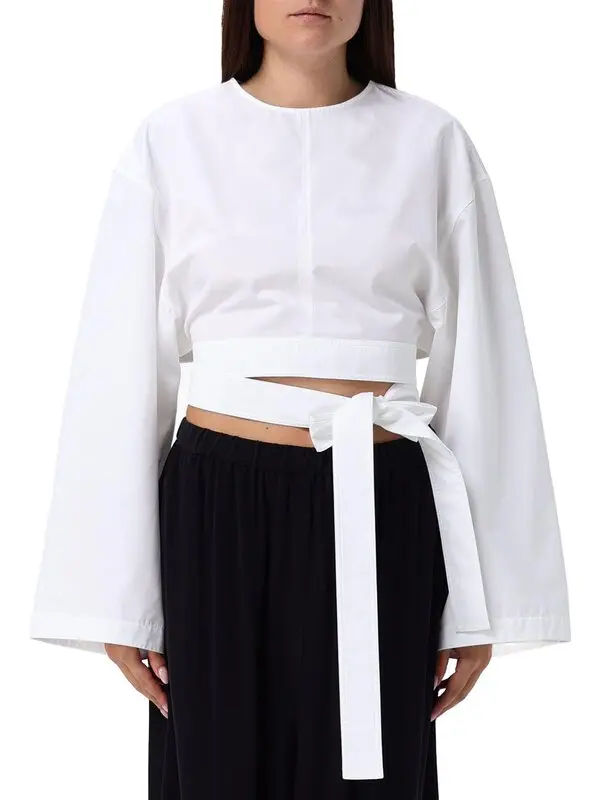 Alaïa Draped Tie Detail Cropped Top - White