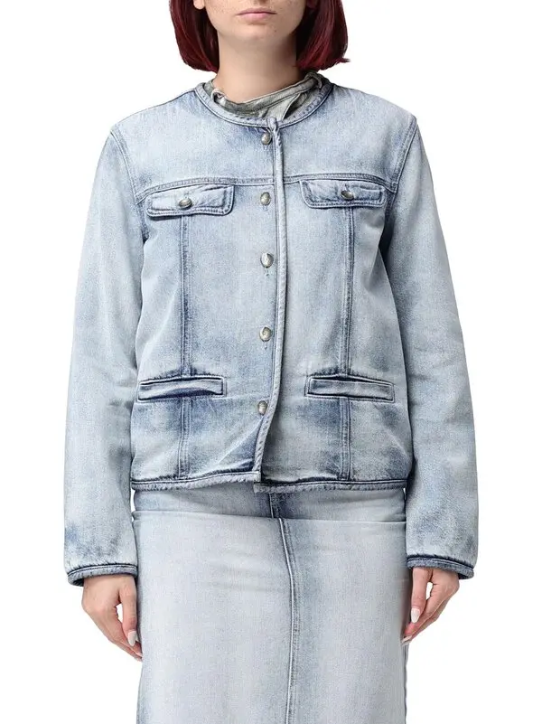 DIESEL® Degrafyfsi1 Cropped Crew Neck Denim Jacket - Blue