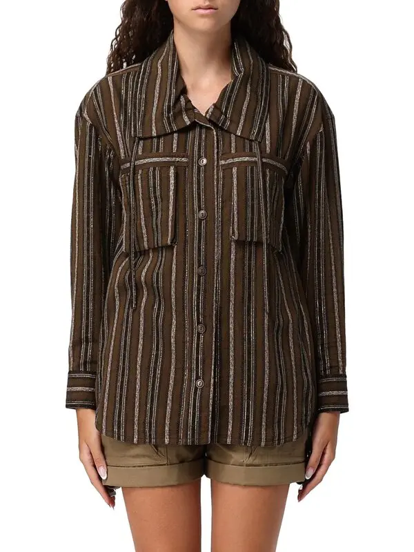 Isabel Marant Étoile Striped Cropped Jacket In Cotton And Lurex - Brown