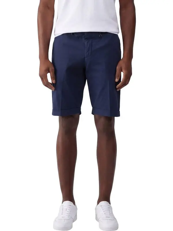Liu Jo Stretch Cotton Chino Shorts With Slash Pockets And Belt Loops - Blue