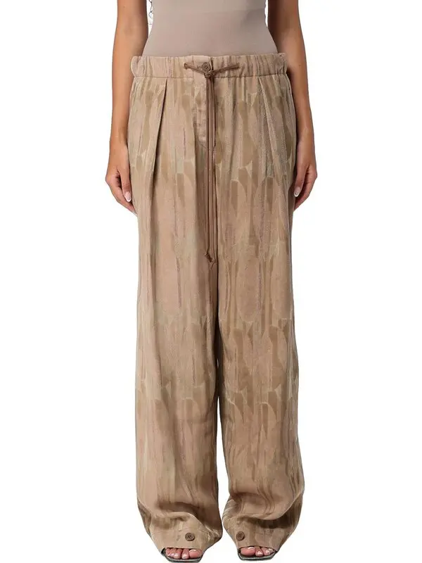 Emporio Armani Viscose Geometric Pattern Palazzo Trousers - Pink
