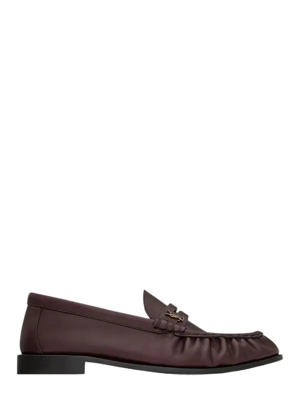 Saint Laurent Soft Leather Loafers With Horsebit Detail - Red