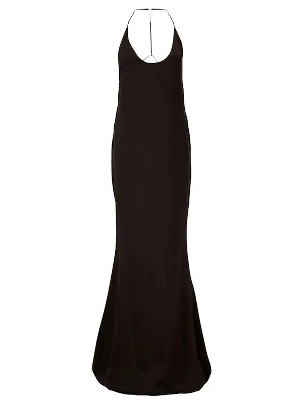 TOM FORD Silk Satin Evening Dress With American Neckline - Brown
