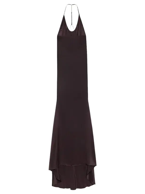 TOM FORD Silk Satin Evening Dress With American Neckline - Brown