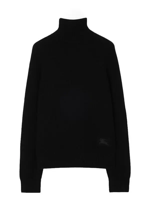 Burberry Cashmere Turtleneck Sweater With Knight Motif - Black