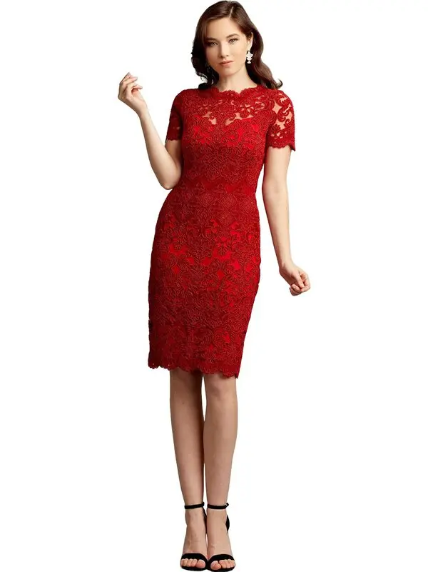 Tadashi Shoji Silas Embroidered Lace Dress - Flame