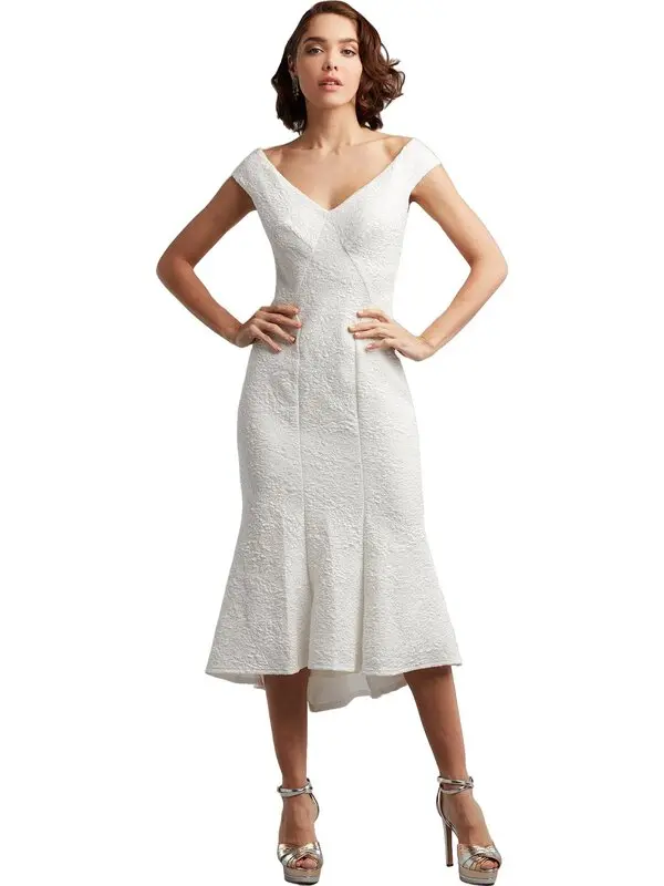 Tadashi Shoji Agnes Rose Jacquard Dress - White