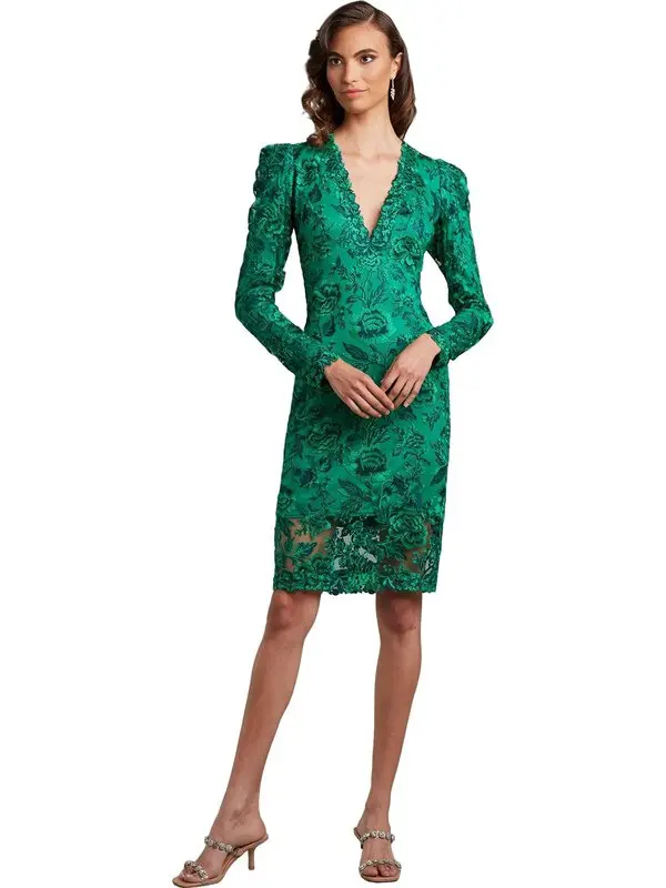 Tadashi Shoji Cullen Embroidered Tulle Dress - Pine