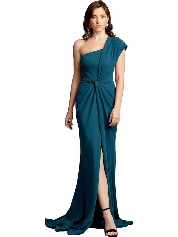 Tadashi Shoji Bristol Draped Twist Knot Gown - Atlantic Blue