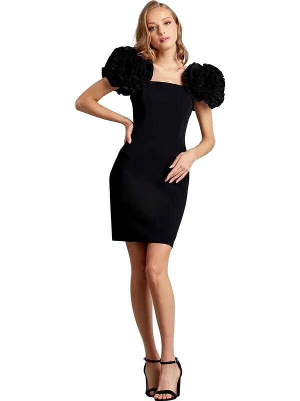 Tadashi Shoji Iggy Puff Sleeve Mini Dress - Black