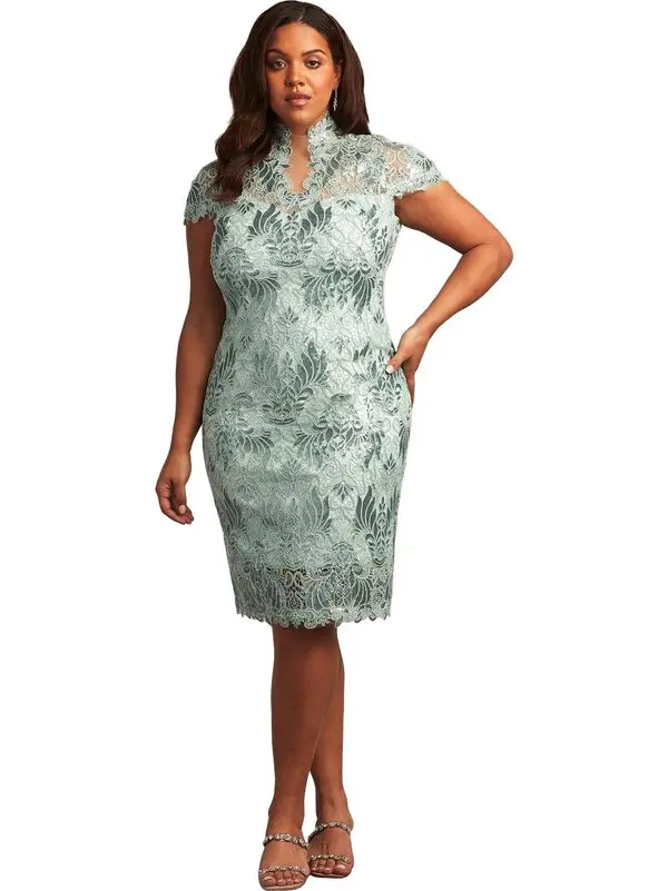 Tadashi Shoji Brinnan Sequin Embroidered Dress Plus Size - Frosted Jade