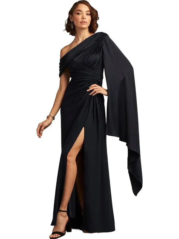 Tadashi Shoji Ember Cape Sleeve Gown - Navy