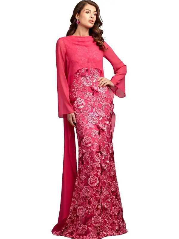 Tadashi Shoji Embroidered Chiffon Overlay Gown - Blossom