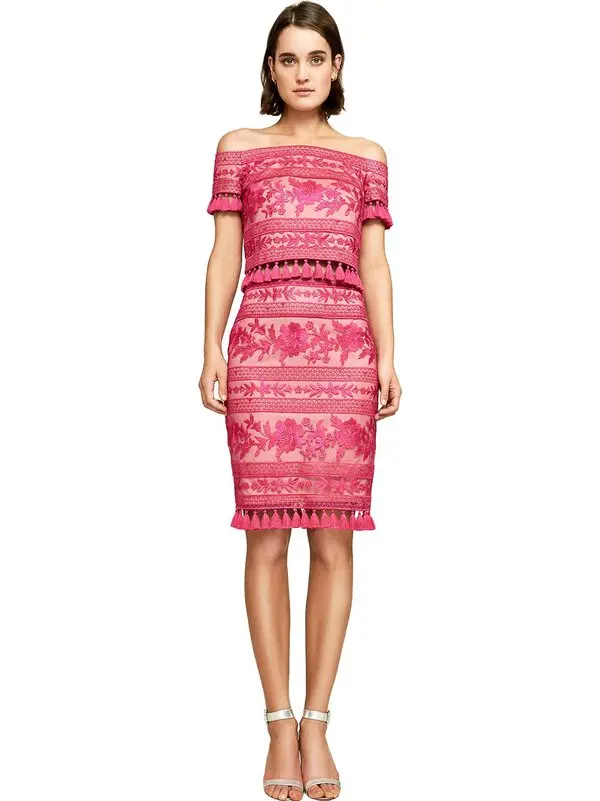 Tadashi Shoji Monyca Embroidered Pencil Skirt - Black