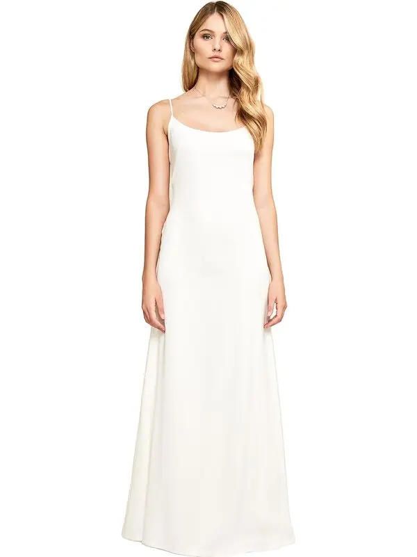 Tadashi Shoji Libby Stretch Crepe Slip Gown - White