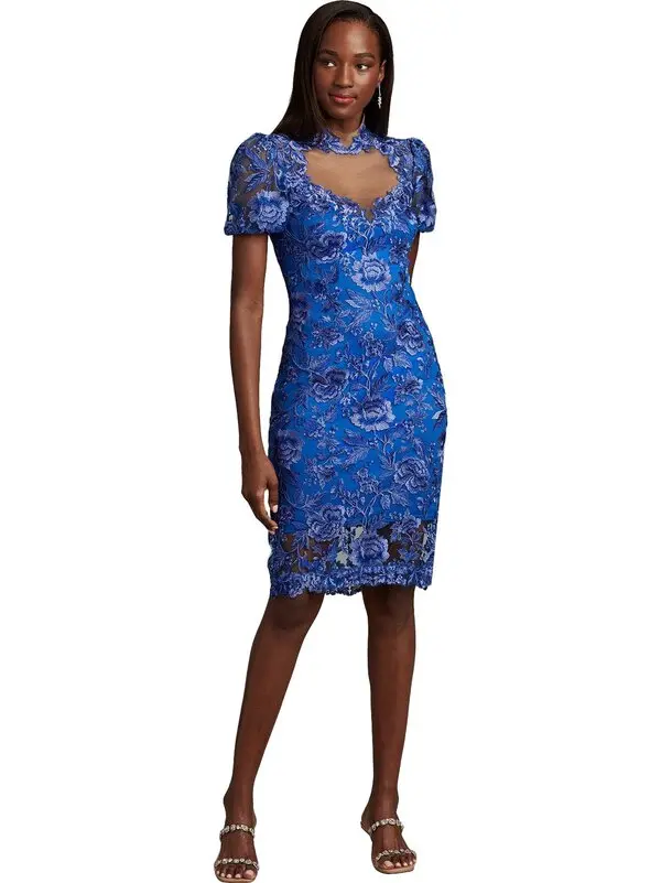 Tadashi Shoji Daniela Embroidered Illusion Dress - Lagoon