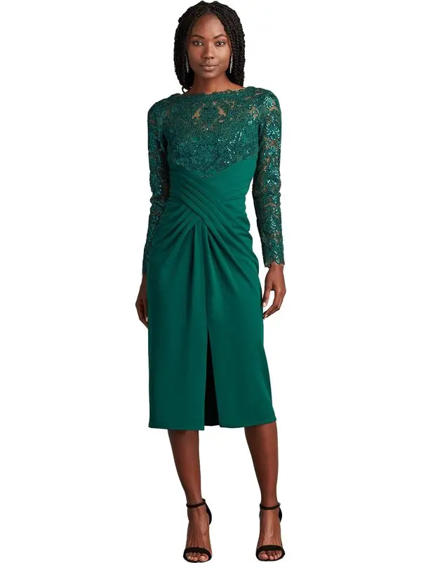 Tadashi Shoji Julia Crisscross-draped Midi Dress - Forest Green