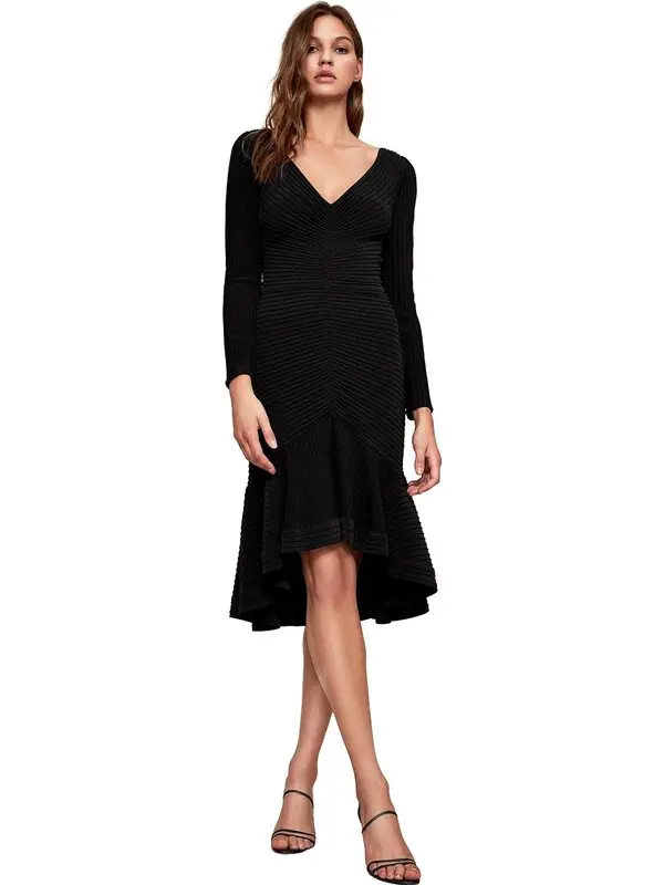 Tadashi Shoji Elias Long-sleeve Pintuck Dress - Black