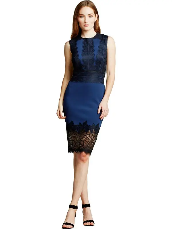 Tadashi Shoji Fern Neoprene Sheath Dress - Midnight/black