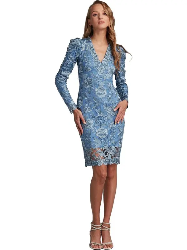 Tadashi Shoji Embroidered Tulle Dress - Slate