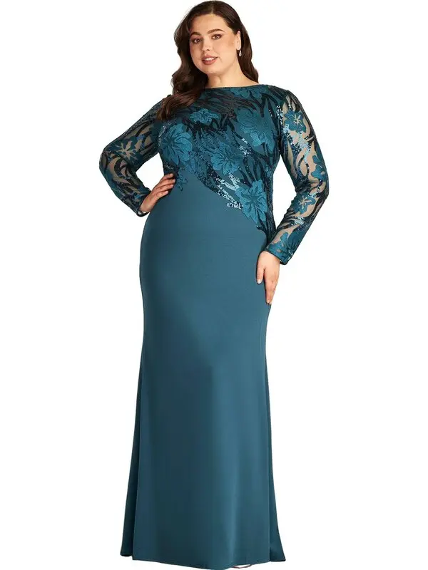 Tadashi Shoji Juanita Sequin-embellished Gown Plus Size - Eclipse
