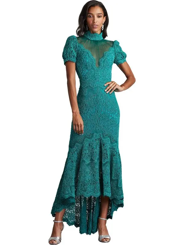 Tadashi Shoji Covina Embroidered High-low Illusion Dress - Caribbean