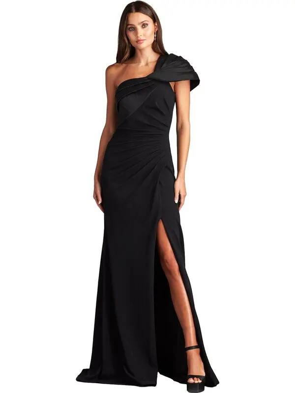Tadashi Shoji Rady Twist-drape One-shoulder Gown - Black