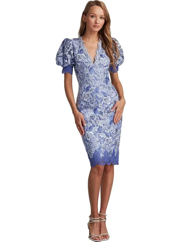 Tadashi Shoji Rowan Floral Embroidered Cocktail Dress - Lilac