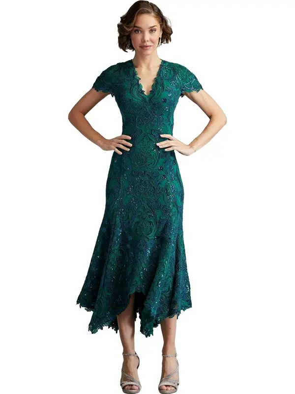Tadashi Shoji Pella Sequin Embroidered Midi Dress - Tea Leaf