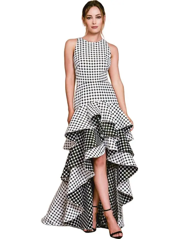 Tadashi Shoji Brill High-low Jaquard Dress - White/black
