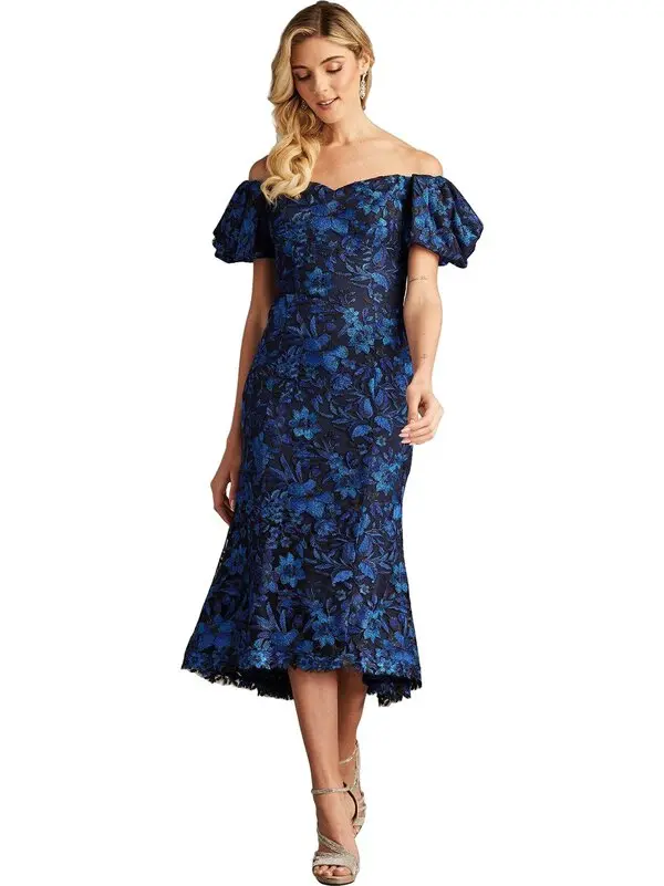 Tadashi Shoji Bavi Off-shoulder Midi Dress - Midnight