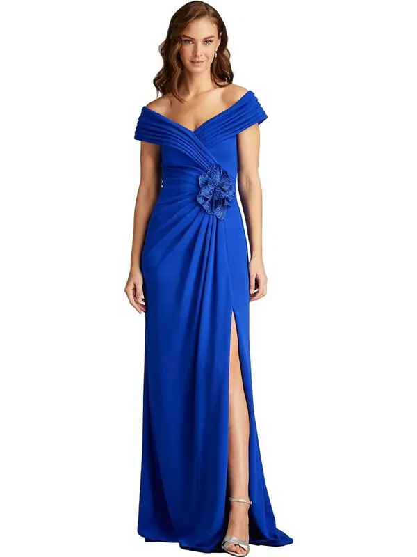 Tadashi Shoji Penn Pleated Drape Gown - Blue Bell