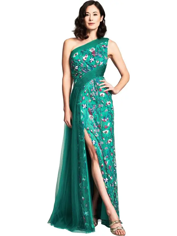 Tadashi Shoji Wakana One-shoulder Gown - Jade