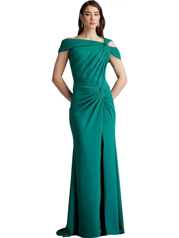 Tadashi Shoji Denali Asymmetric Twist-knot Gown - Emerald
