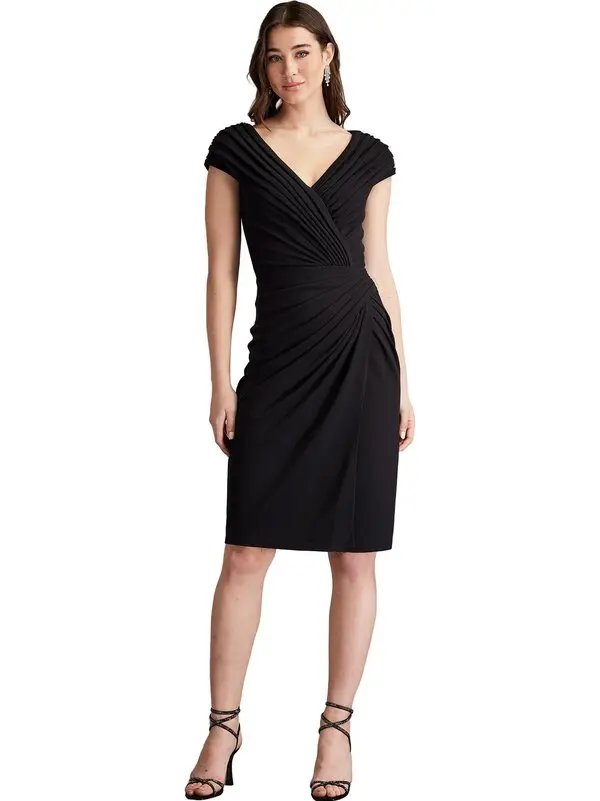 Tadashi Shoji Seton Pleated Drape Cocktail Dress - Black