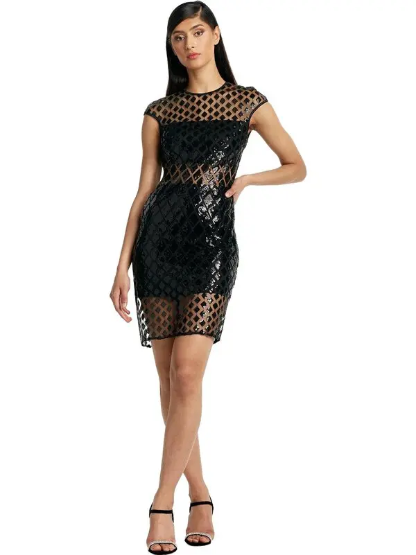 Tadashi Shoji Juvet Diamond Sequin Dress - Black